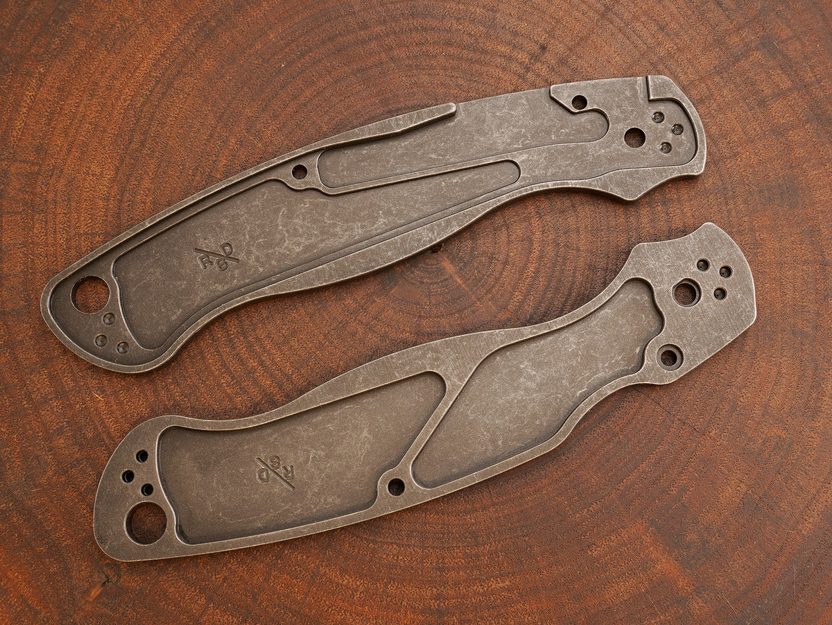 Titanium Dark Wash Critter Scales for Spyderco Military 2 - Nested Lin ...